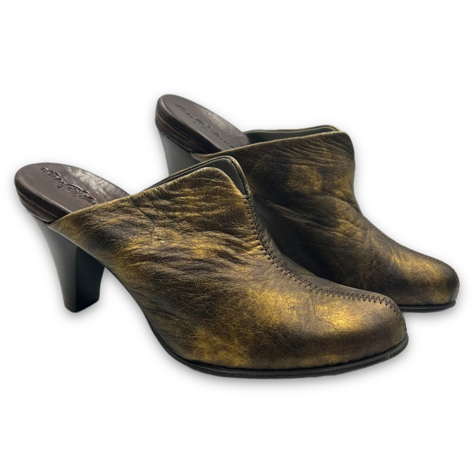 VINTAGE BORN CROWN Pinto Metallic Leather Mule Clog S… - Gem