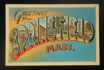 1940s Large Letter Greetings from Springfield MA Hampden Co Postcard | eBay