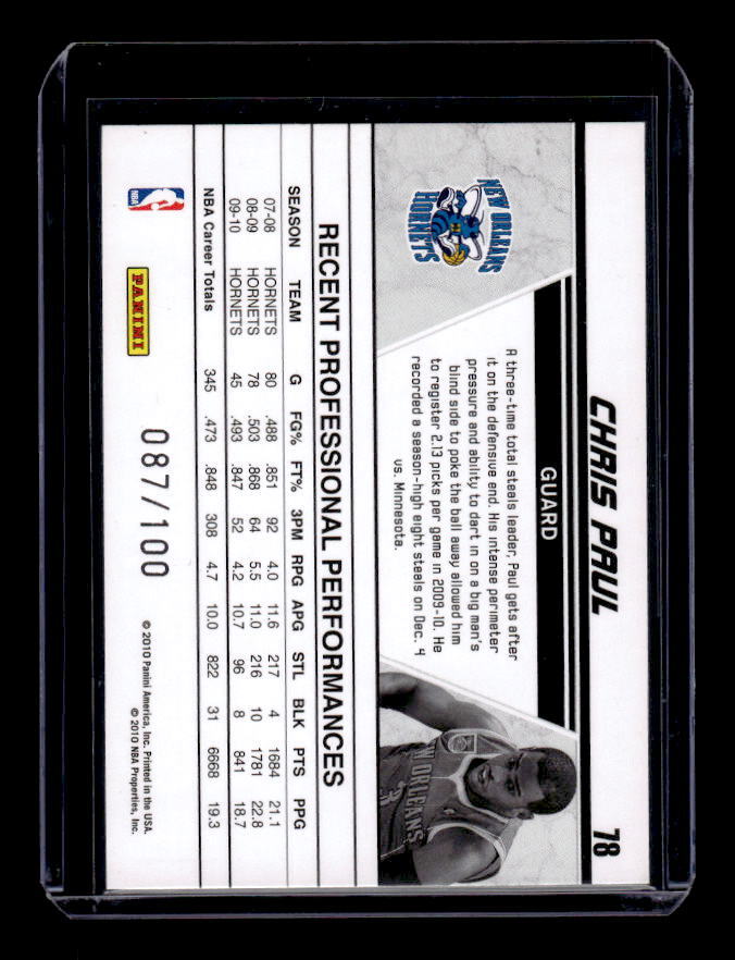2010-11 Donruss Production Line Press Proofs #78 Chris Paul /100 ...