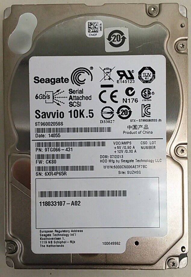 (Lot of 5) Seagate EMC ST9600205SS Savvio 10K.5 600GB 2.5" SAS 2 Hard ...