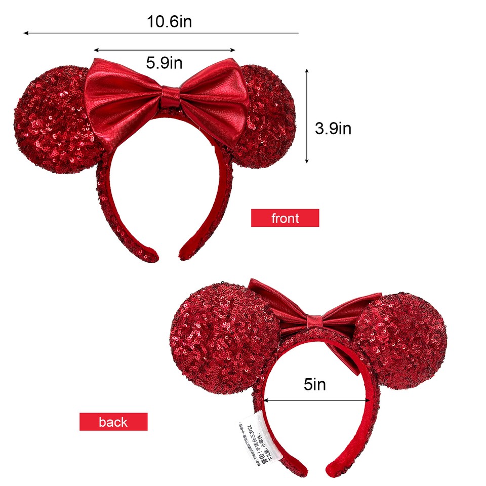 Red Sequin Bow Redd Pirate Disney`Parks Mickey Mouse Minnie Ears ...