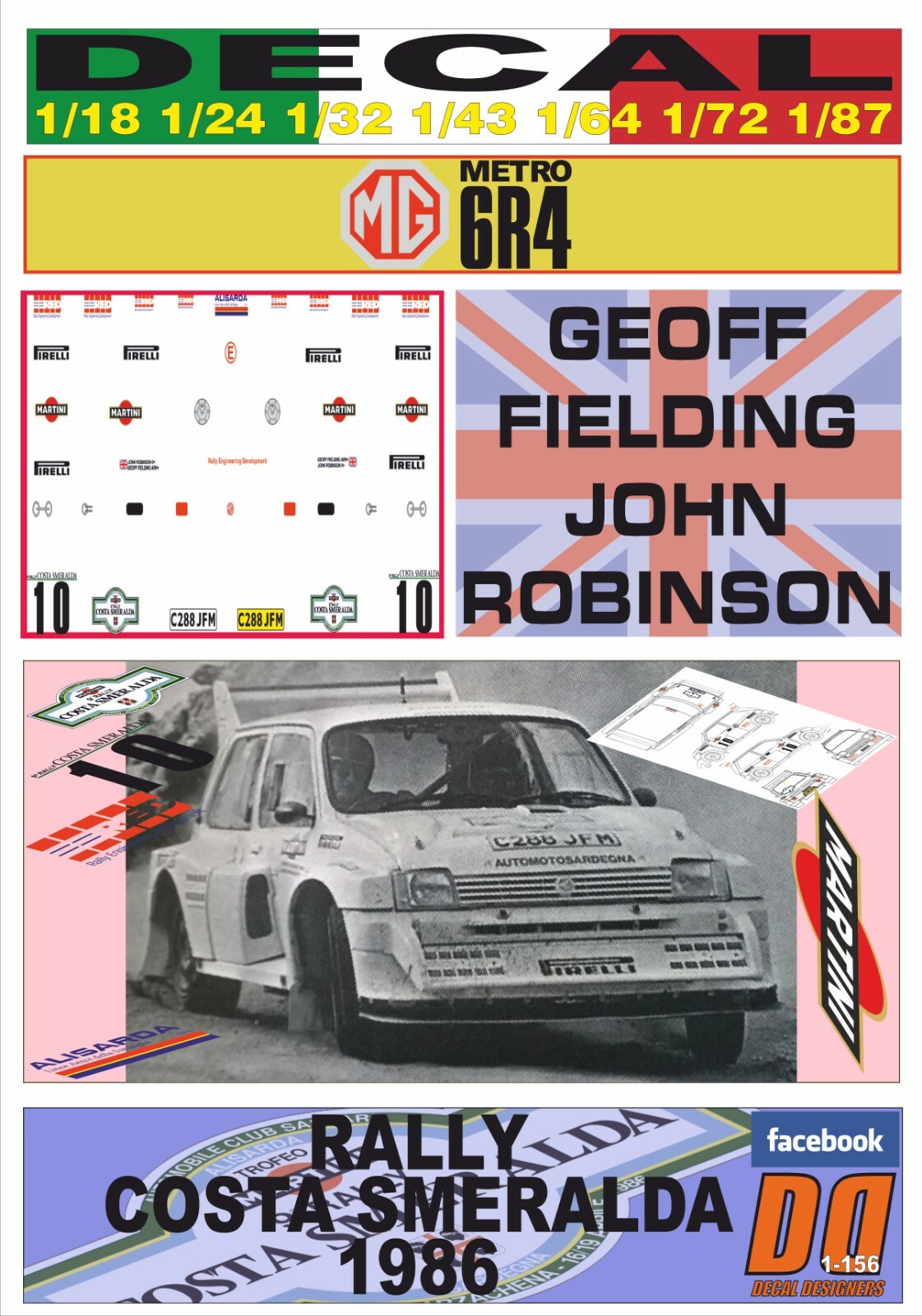 DECAL MG METRO 6R4 GEOFF FIELDING RALLY COSTA SMERALDA 1986 (02) | eBay