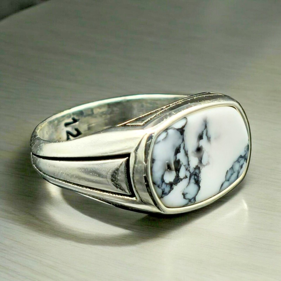 Turquoise ring, 925 sterling silver, turquoise stone ring, white ...