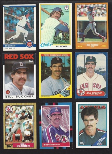 Lot of 12 cards, Bill Buckner, Dodgers, Cubs, Red Sox, Angels, Baseball ...