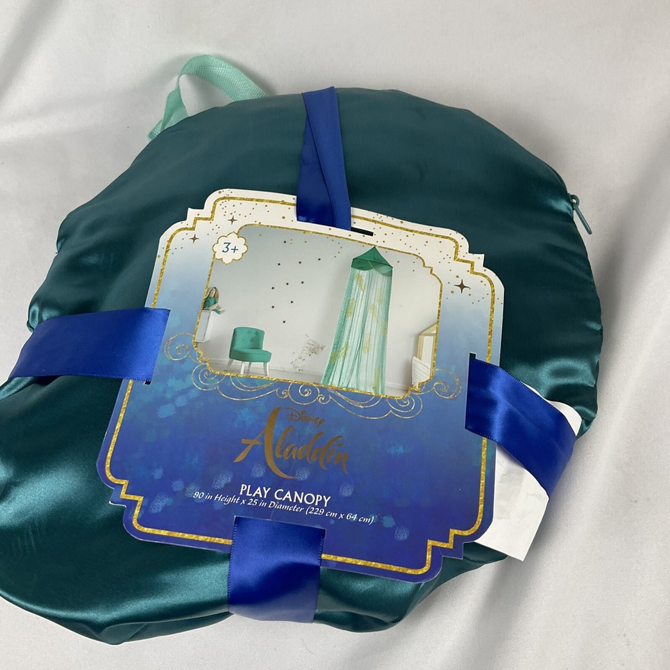 Disney Aladdin Canopy Twin Golden Feathers Print Bed Play Jasmine ...