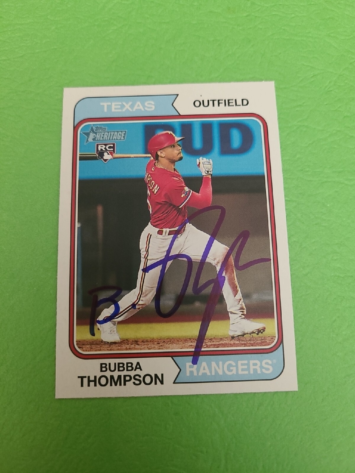 BUBBA THOMPSON TEXAS RANGERS 2023 TOPPS HERITAGE ROOKIE CARD #157 ...