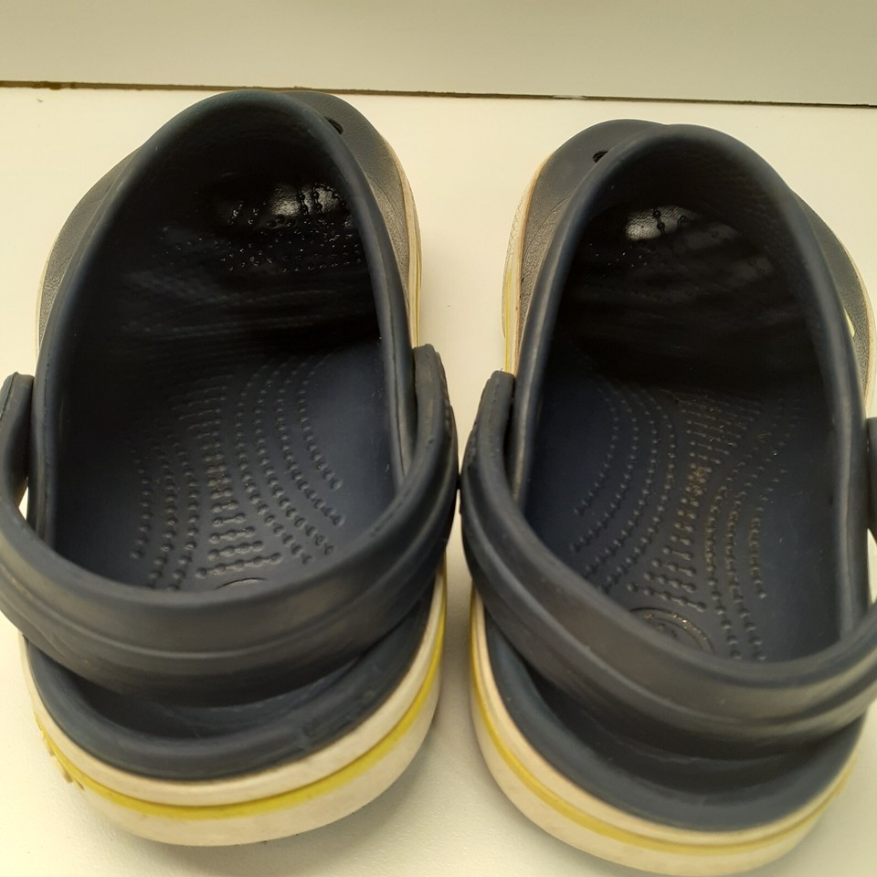 Kids Blue with Green / Yellow Stripe Crocs Shoes, Size 8/9 Unisex,used ...