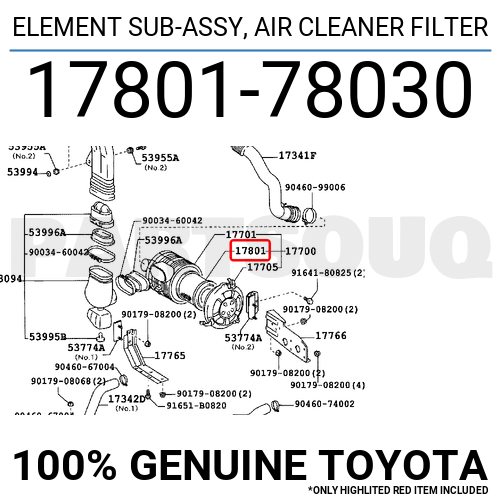 1780178030 Genuine Toyota ELEMENT SUB-ASSY, AIR CLEANER FILTER 17801 ...