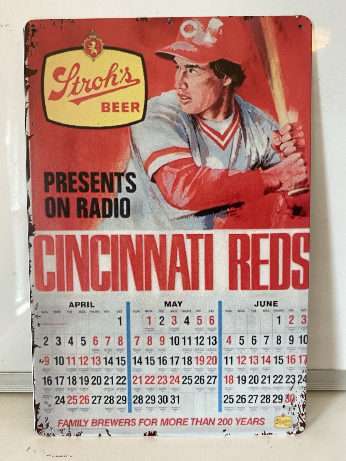 Stroh’s Beer - Cincinnati Reds Sign - Vintage Style Calendar - Schedule ...