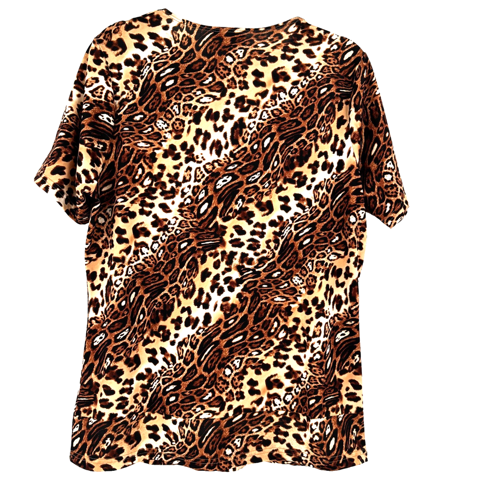 90s Fashion Bug Babydoll Leopard Print Top Women's 14/16 Brown Animal ...