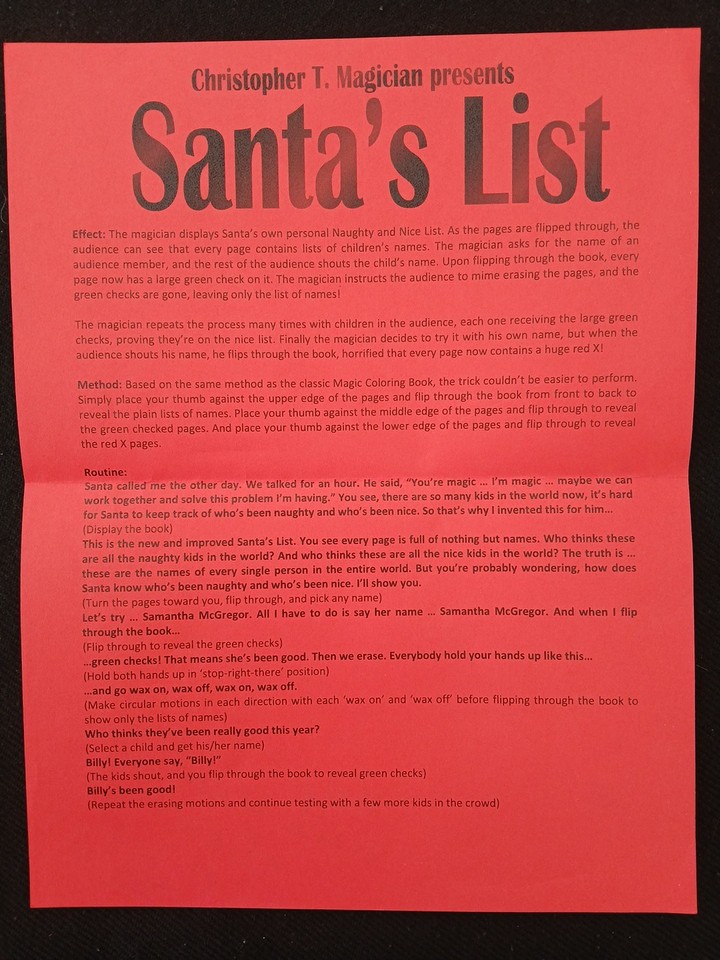 Santa's List Magic Trick By Christopher T Magician - Christmas Family ...