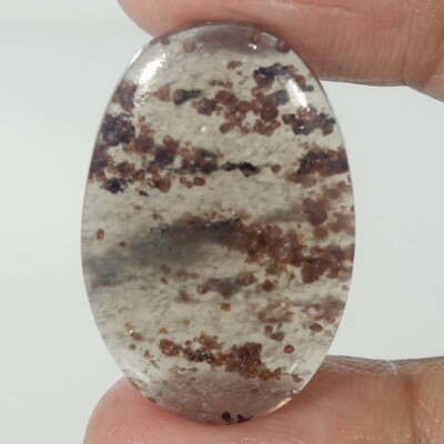 24.10 Cts Scenic Quartz Oval Cabochon Lodolite Gemstone Amazing Natural ...