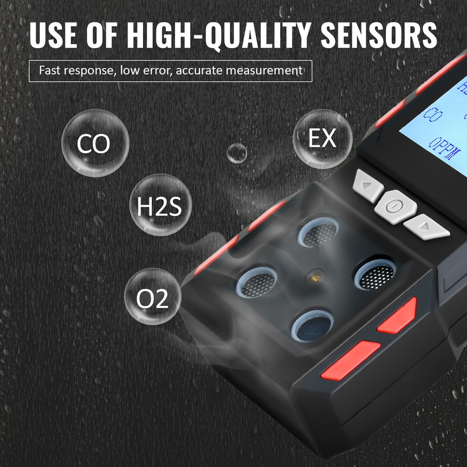 Portable 4 in 1 Gas Detector Gas Clip 4-Gas Monitor Gas Analyzer USB ...