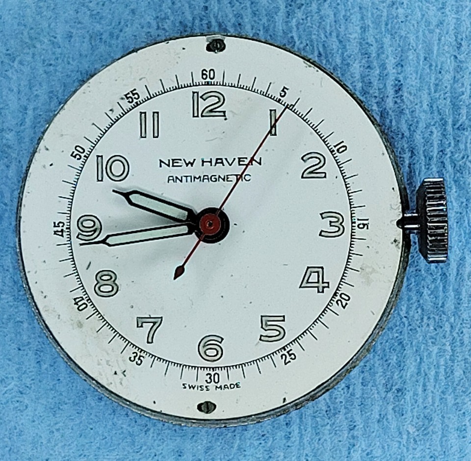 C1163 mens Works New Haven Military Field Manual Red Hand Vintage Watch ...