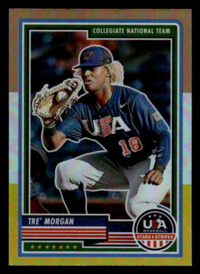2023 Panini USA Baseball Stars & Stripes #78 Tre' Morgan Gold Tampa ...