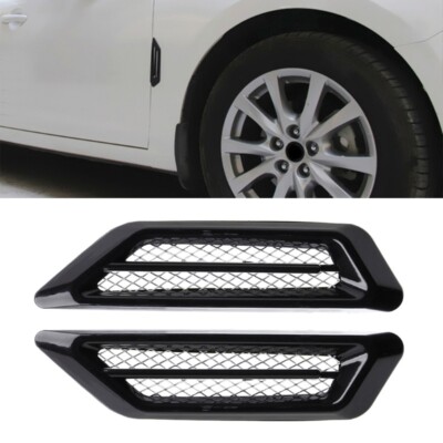 2Pcs Universal Black Car Exterior Side Fender Intake Vent Air Wing ...