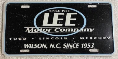 Lee Motor Company Booster License Plate Ford Lincoln Mercury Wilson NC ...