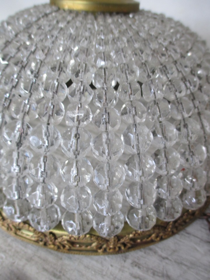 Antique Crystal Beaded Strand Light Fixture Hanging Dome Ceiling ...