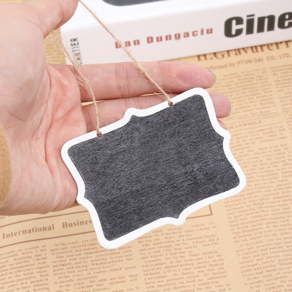 20pcs Wooden Mini Chalkboards Double Sided Hanging Blackboard Message ...