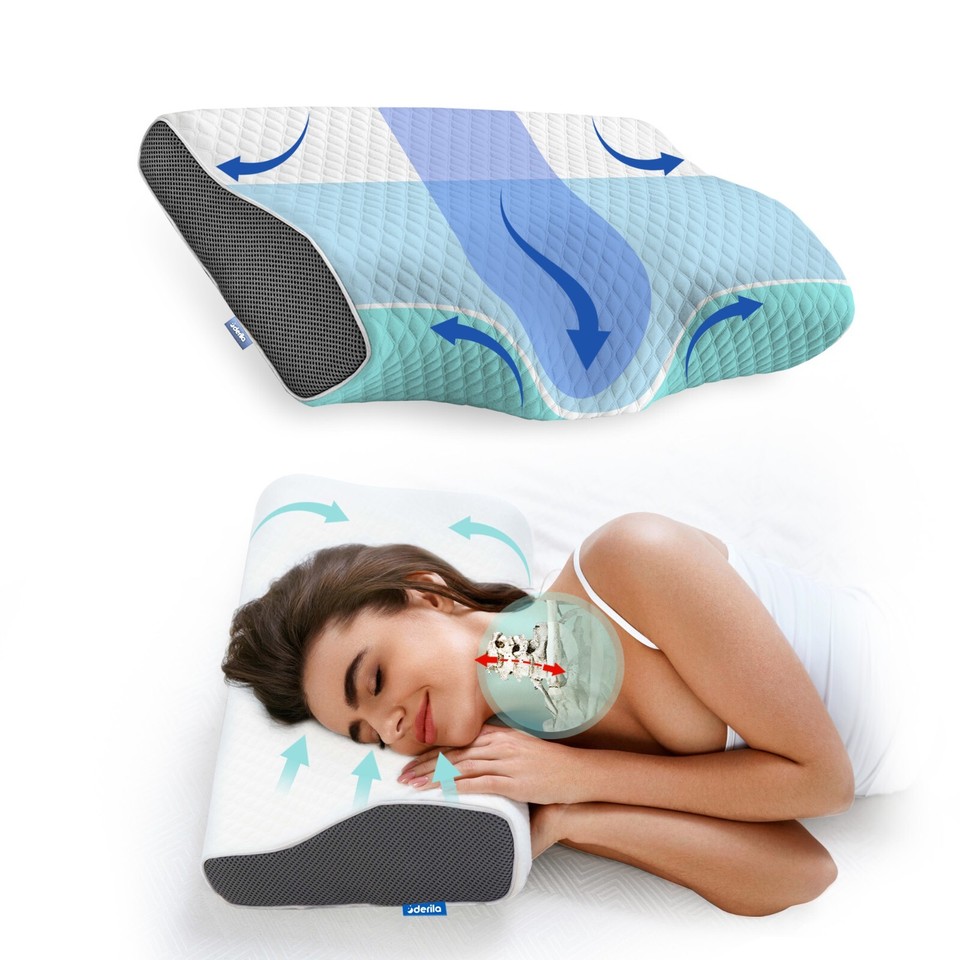 | DERILA® | Memory Foam Pillow OR Additional Pillowcase. Ergonomic Neck ...