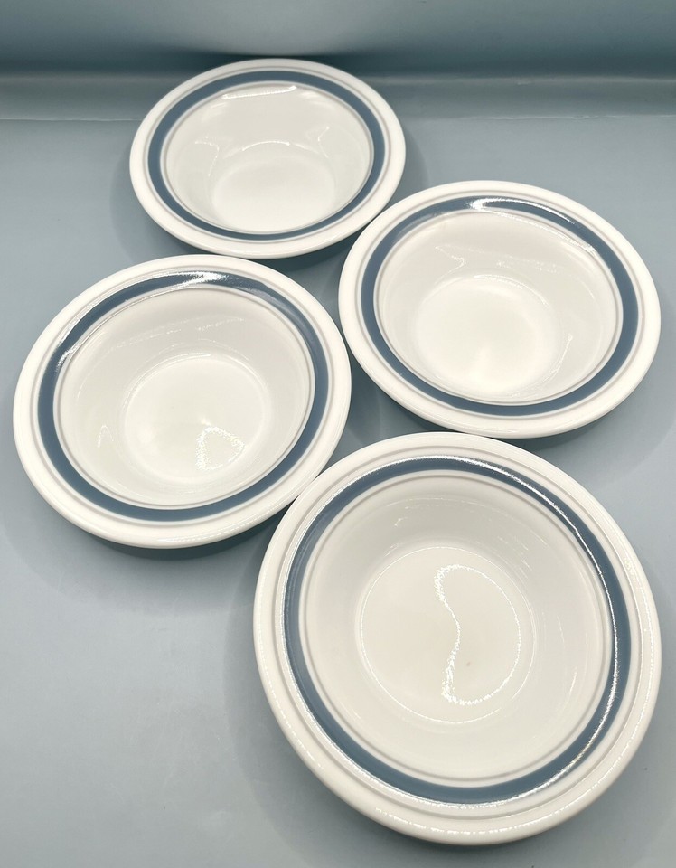 Corelle Indigo Blue & Slate Gray Striped Small Bowl Set Of 4 Vintage | eBay