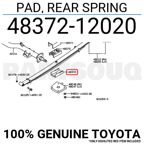 4837212020 Genuine Toyota PAD, REAR SPRING 48372-12020 | eBay