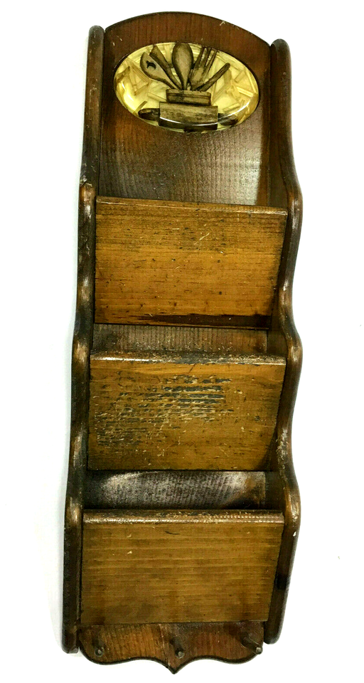 Letter/Bill/Key Holder Old Country Wood Lucite Wall Mounted 20" H ...