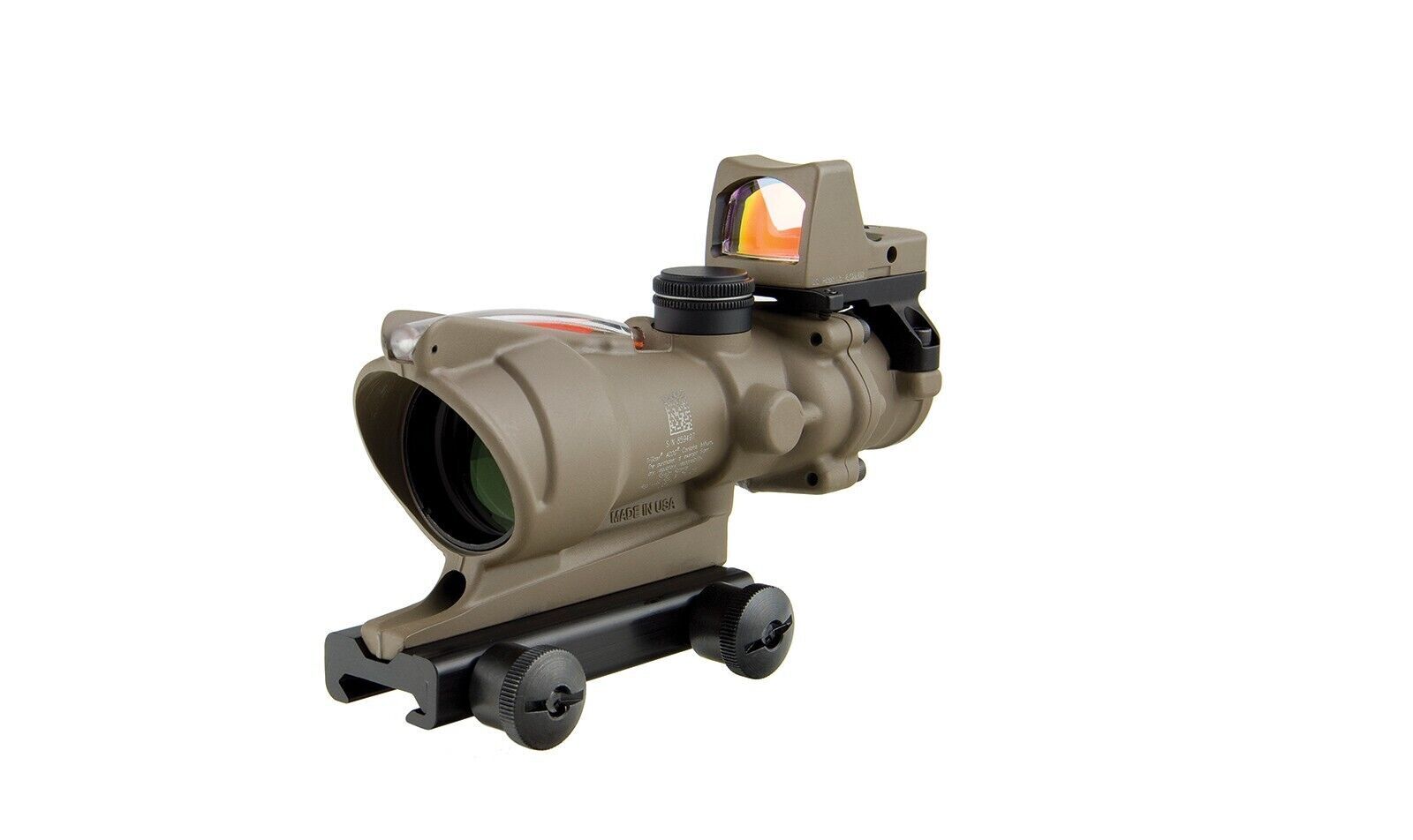 Trijicon FDE ACO 4x32 BAC Scope w/ Red Chevron Reticle & 3.25 MOA RMR ...