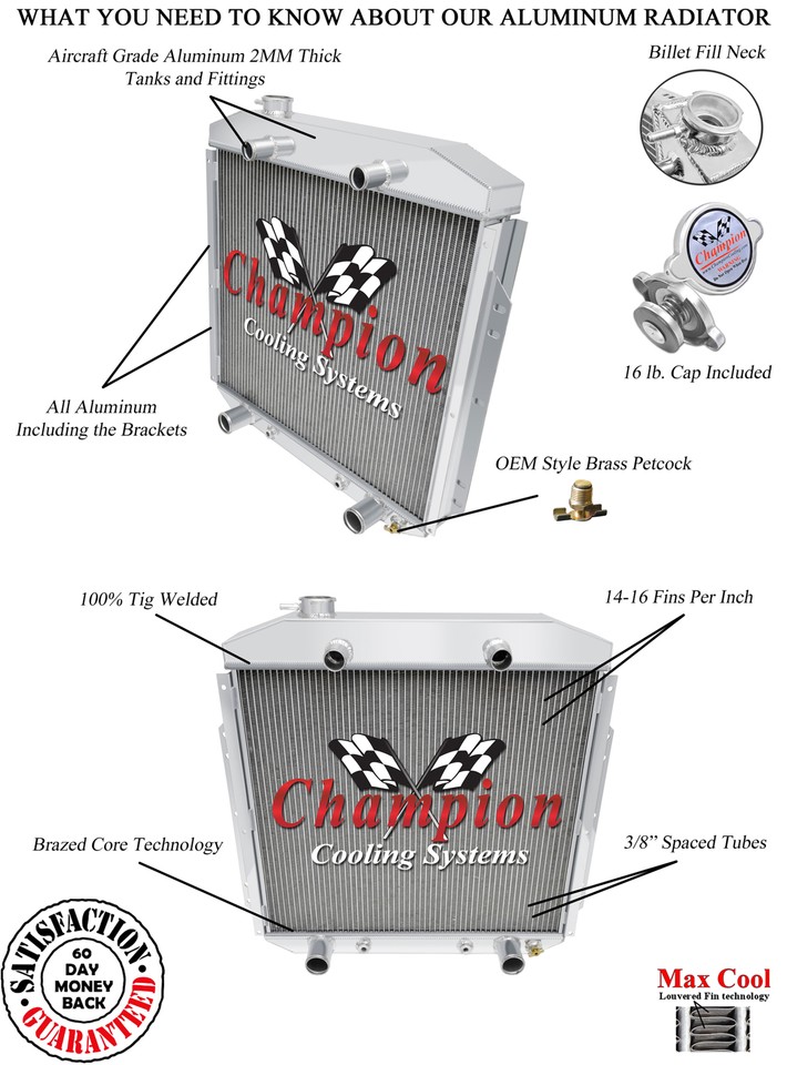 3 Row Performance Champion Radiator for 1953 54 55 1956 Ford Truck ...