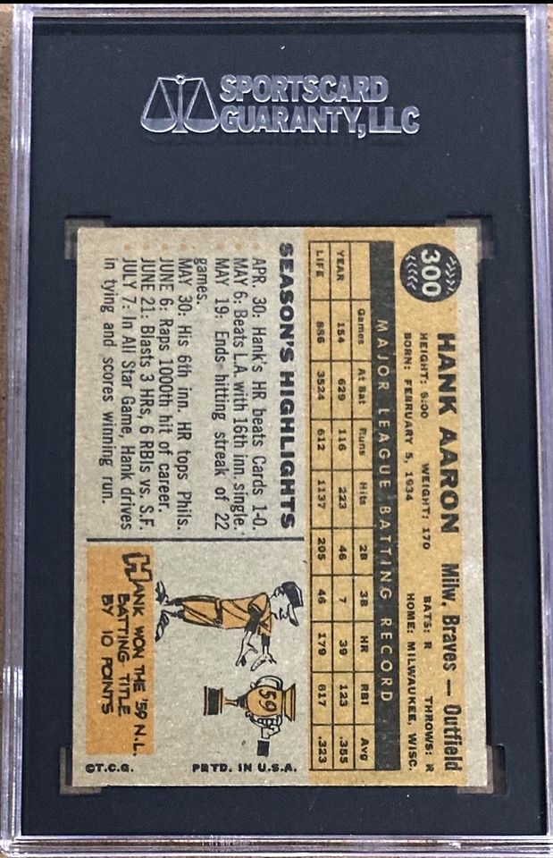 1960 Topps #300 Hank Aaron SGC 5 EX | eBay