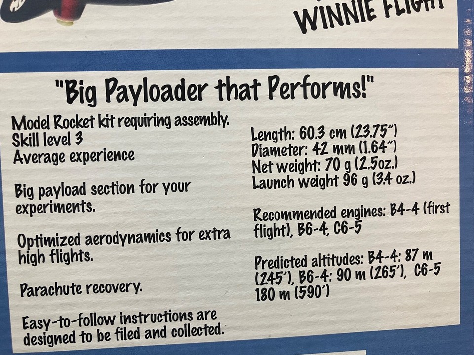 Holverson Design Wicked Winnie Big Payloader Flying Model Rocket Kit ...