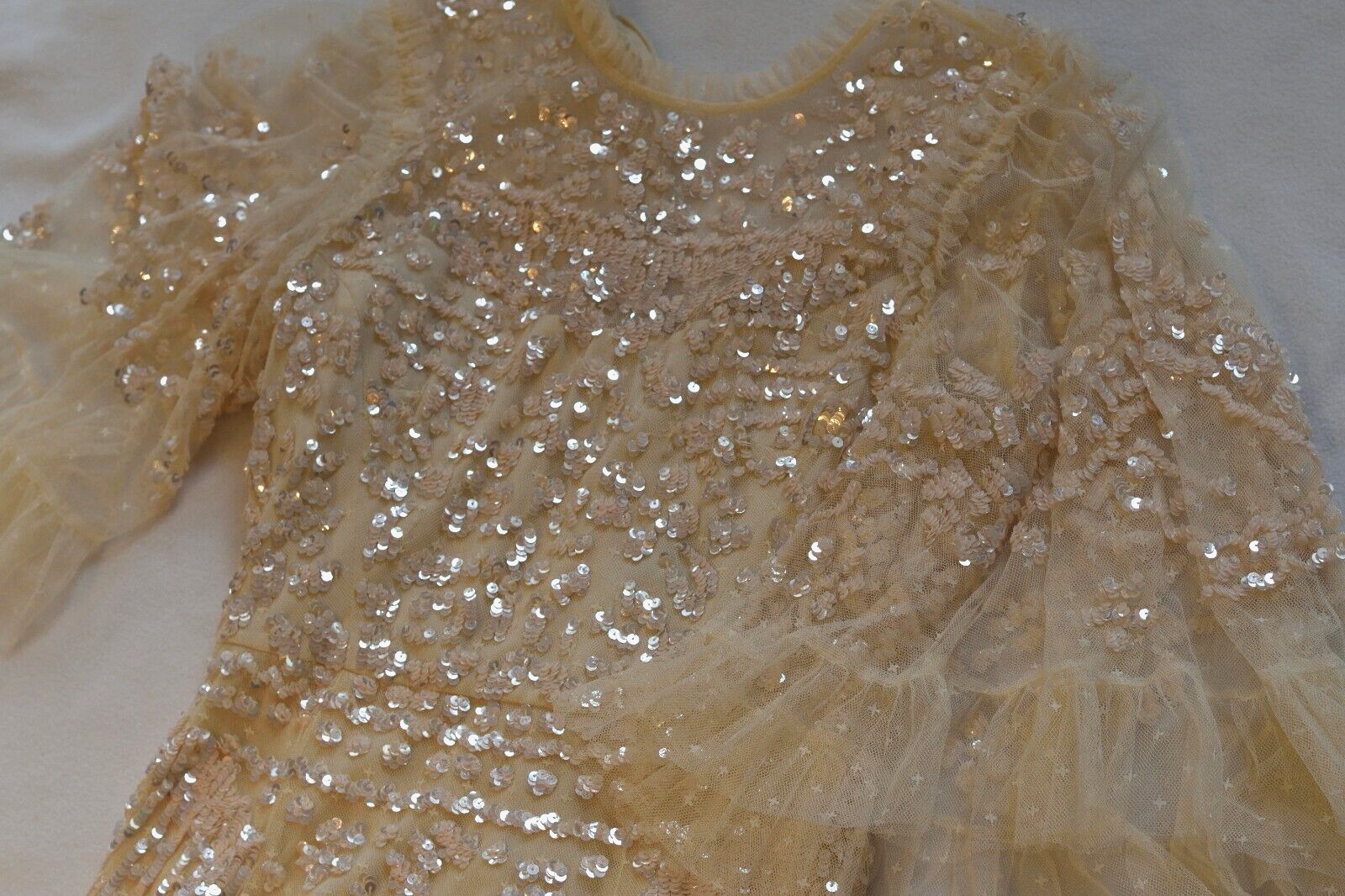 Needle & Thread White Annais Sequin Ballerina SHELL BEADED LAYERED ...
