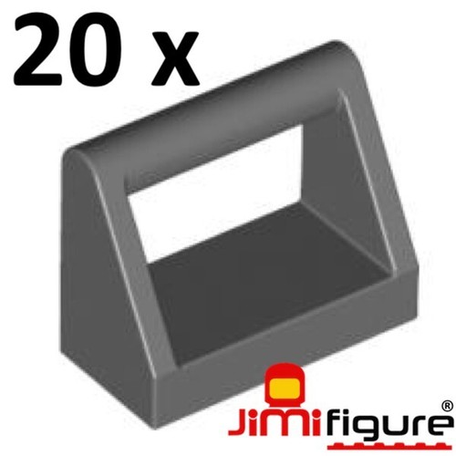 NEW 20 x LEGO Tile Modified 1x2 w Bar Handle Dark Bluish Grey 2432 2x1 ...