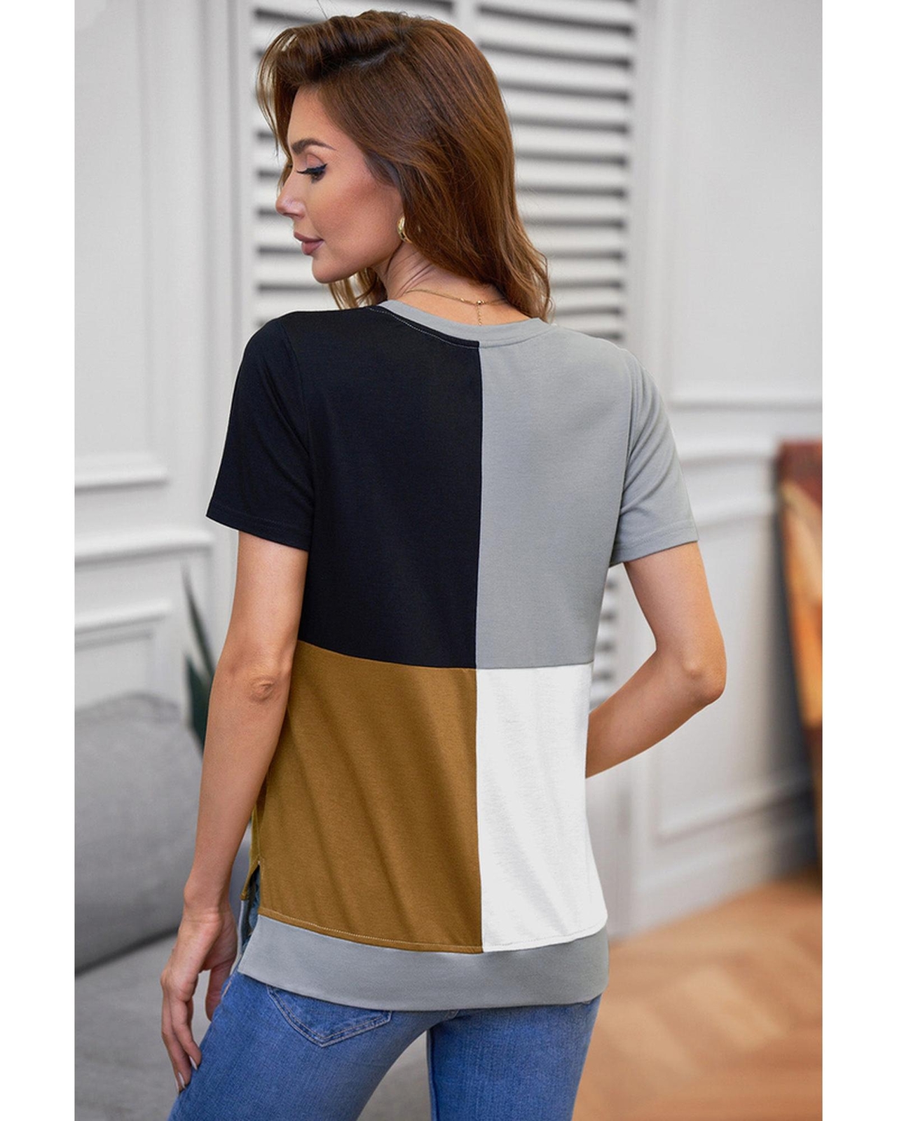 Azura Exchange Luxury Colorblock T-Shirt with Slits. - M | eBay
