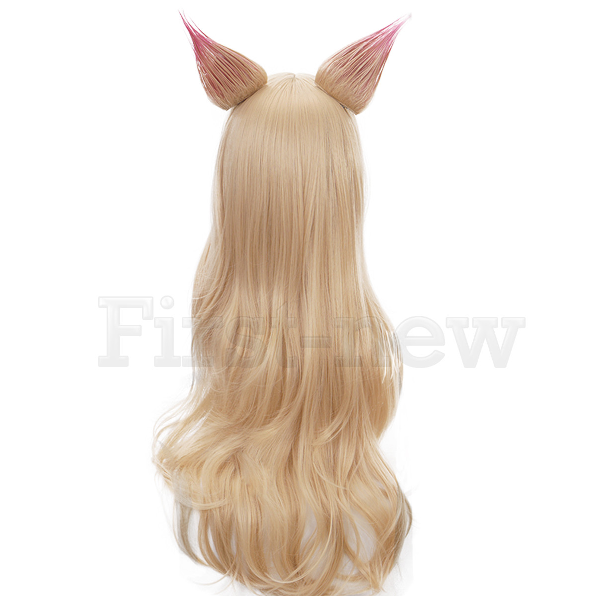LOL S8 KDA Ahri Cosplay Wig Long Blonde Ears For Nine-Tailed Fox Women ...