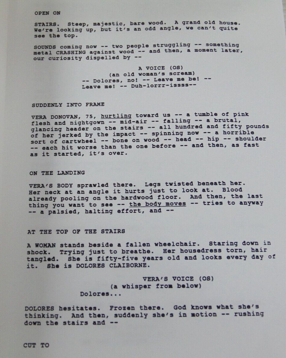 Dolores Claiborne Script Screenplay By Tony Gilroy | eBay