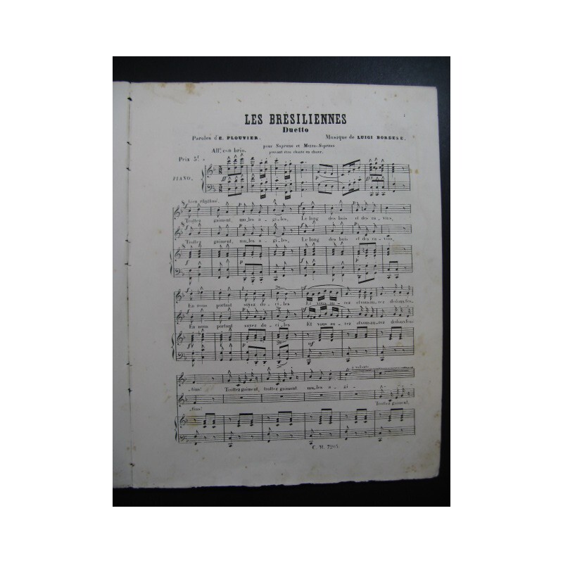 Bordese Luigi The Brazilian Women Song Piano 19th | eBay