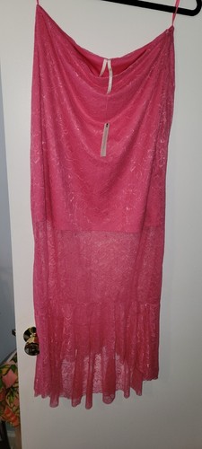 NWT Anthropologie Sheer Lace mini-midi hi low Skirt xl large 14 HOT ...