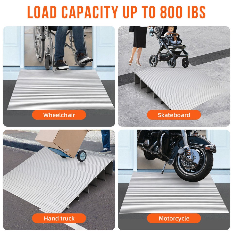 800LBS Threshold Ramp Aluminum Adjustable Door Entry Ramp with Non-Slip ...