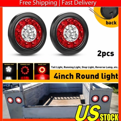 2PCS 16 LED 4 Inch Round Backup Reverse Tail Lamp Lights For Truck ...