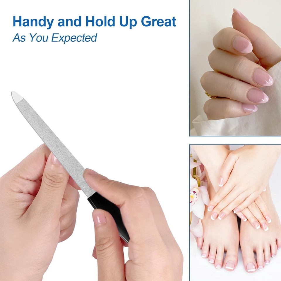6 Pcs Nail File, Metal 6 inch Stainless Steel Sapphire Fingernails US ...