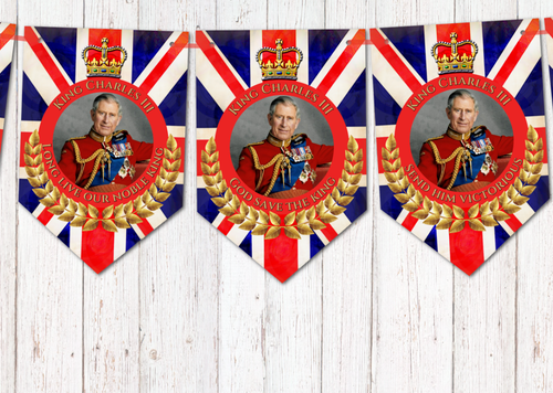 King Charles III Bunting Vintage Style Union Jack With 'God Save The ...