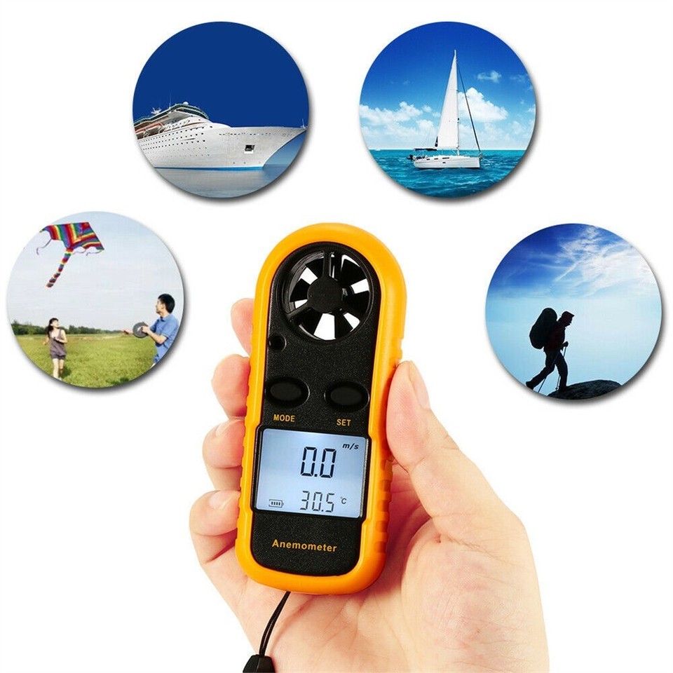 Multi Purpose Digital LCD Air Wind Speed Anemometer Thermometer Tester ...