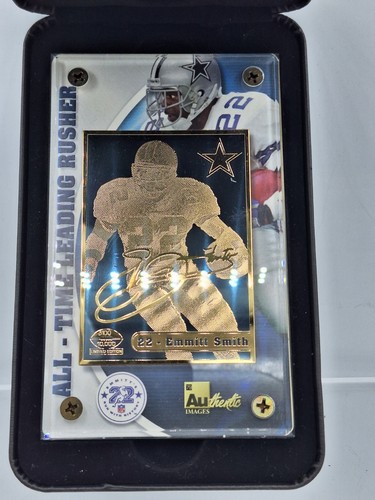 EMMITT SMITH 24KT GOLD COMMEMORATIVE CARD W/COA & CASE - RARE And NEAR ...