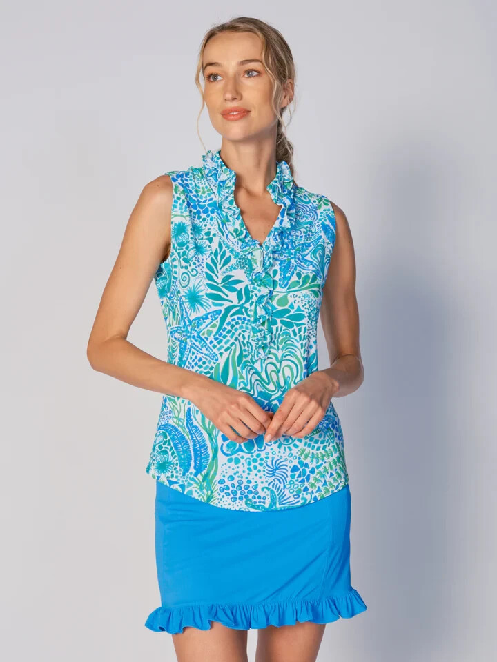 NWT G LIFESTYLE BRIGHT PERIWINKLE RUFFLE HEM GOLF TENNIS SKORT S M L XL ...