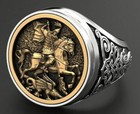Iconographic St George Signet Dragon Men's Gorgeous Ring In 935 ...
