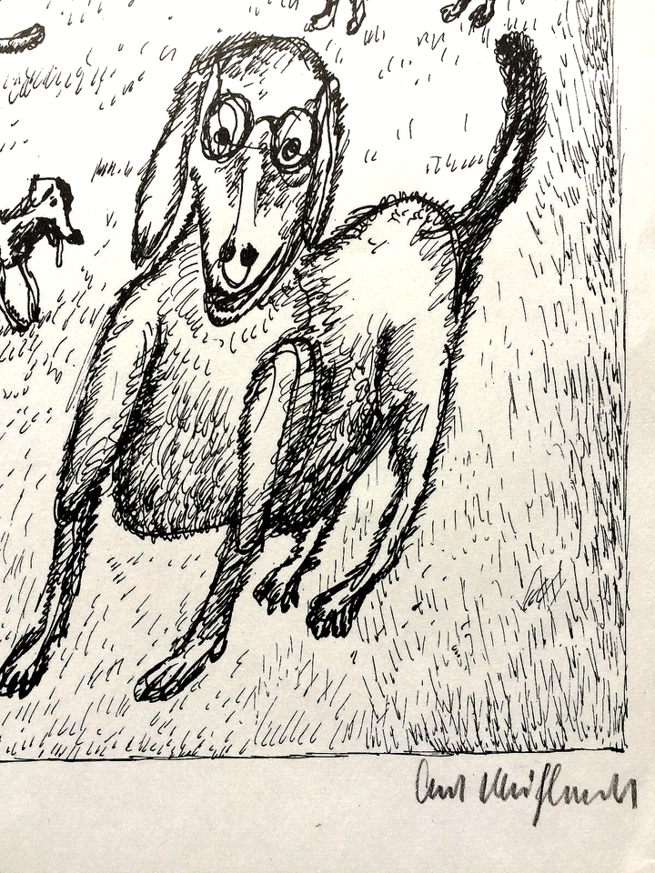 Kurt MÜHLENHAUPT House Mixed Breeds HAND-SIGNED, Lithograph, with Frame ...