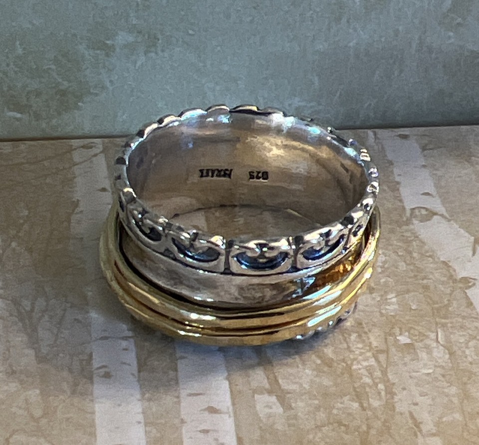 NWT Sundance Catalog Silver Gold “Heart To Heart Ring” Spinner Size 8 ...