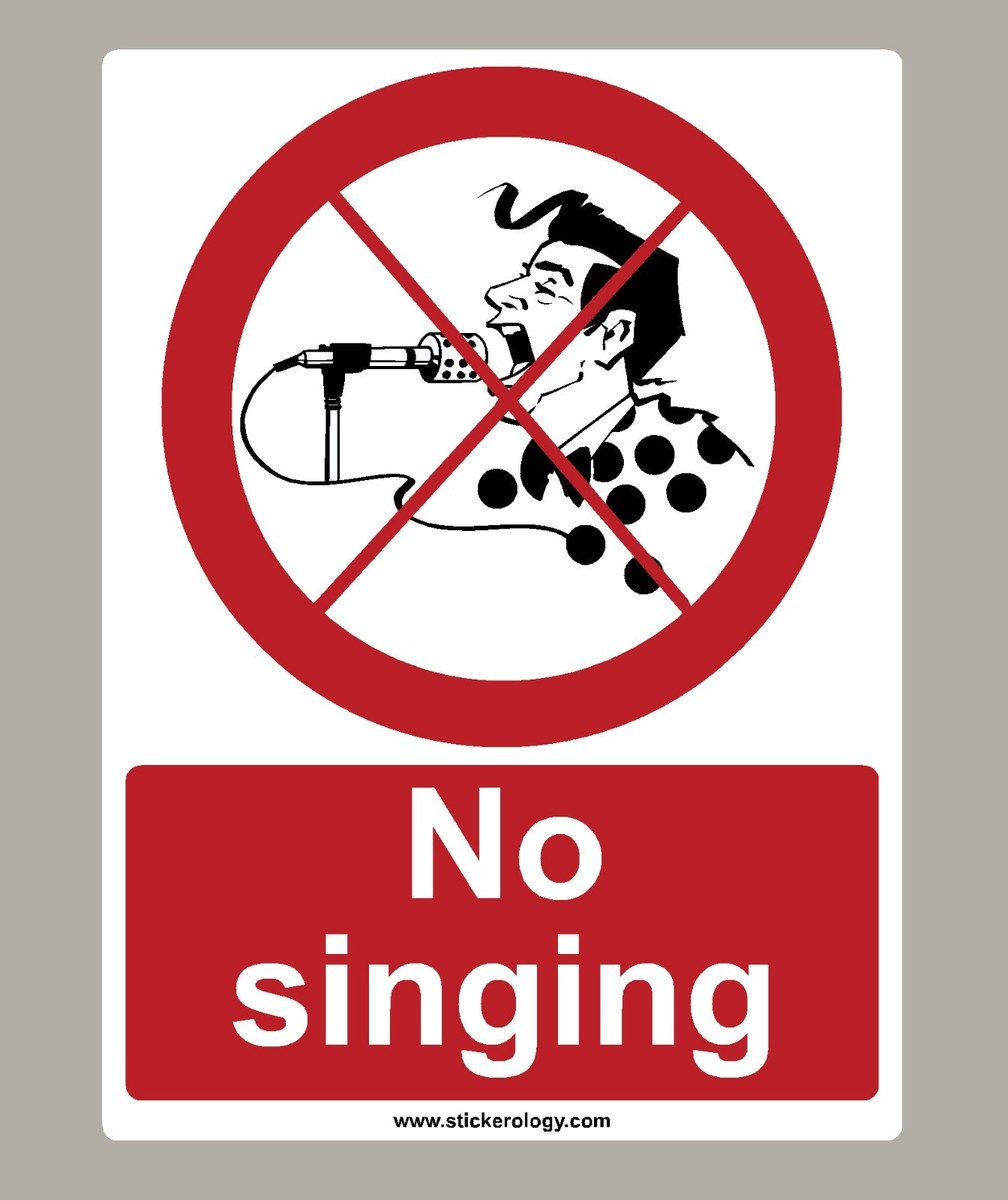 No Singing Sign ISO No Loud Music Sign, SKU: IS 1213