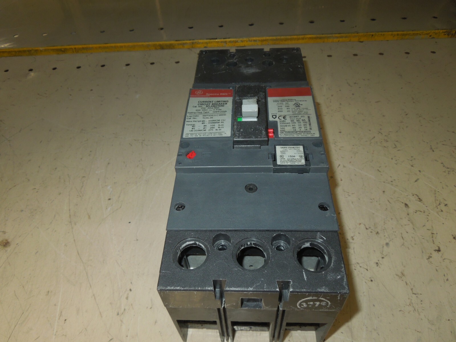 GE Spectra Breaker SFLA36AT0250 250A Frame 3P 600V 150A Rating Plug ...